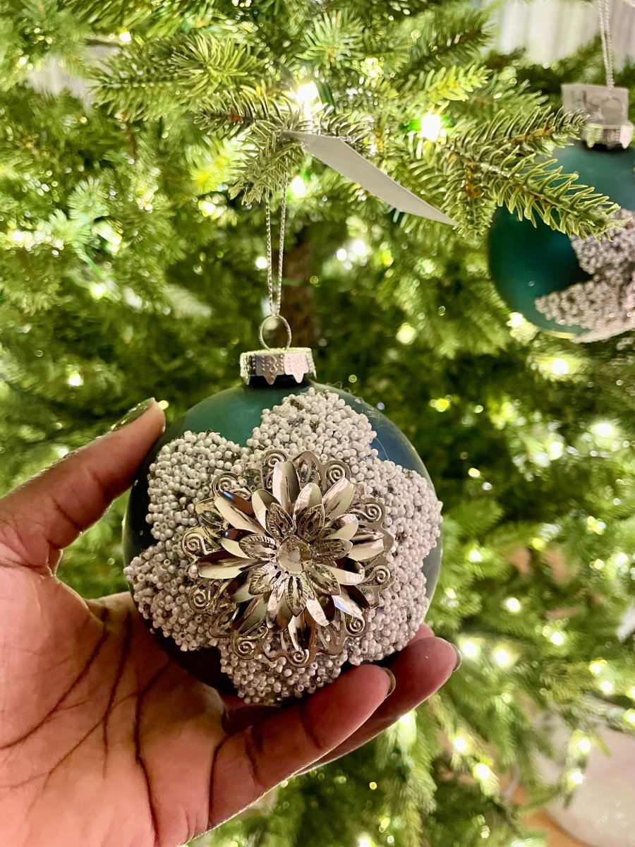 4"Glass Ball Christmas Ornament With Details Set Of 6 – DesignedBy The Boss