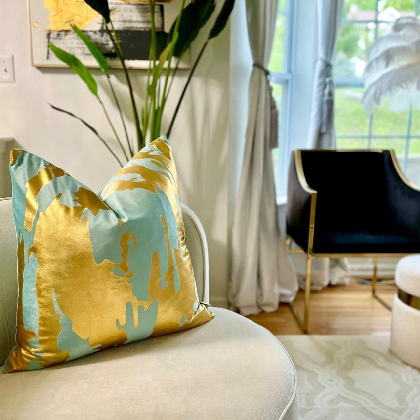 Decorative Pillow Cover With Gold Foil 22" X 22" – DesignedBy The Boss
