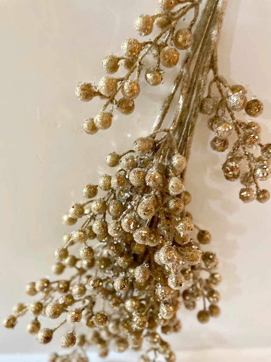 Frosted Shimmer Gold Berry Stems Christmas Picks (Pack Of 3 ...