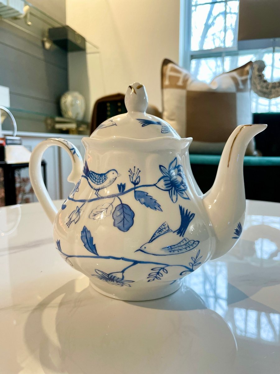 White & Blue Floral Teapot – DesignedBy The Boss