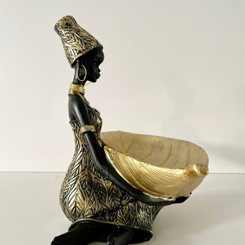 African Tribal Woman Statue and Sculptures Gold Vintage Aesthetic for ...