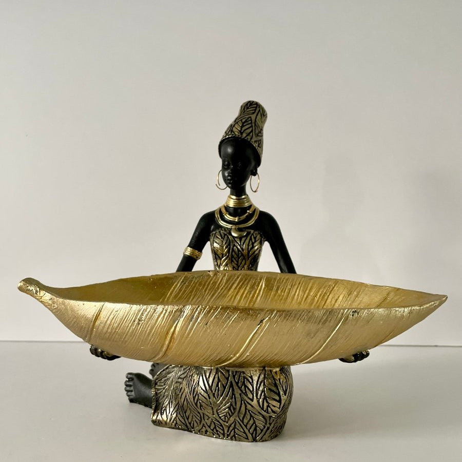 African Tribal Woman Statue and Sculptures Gold Vintage Aesthetic for ...
