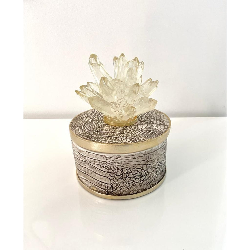 Decorative Crystal Flower Boxes with High Quality Leather Resin Cases ...