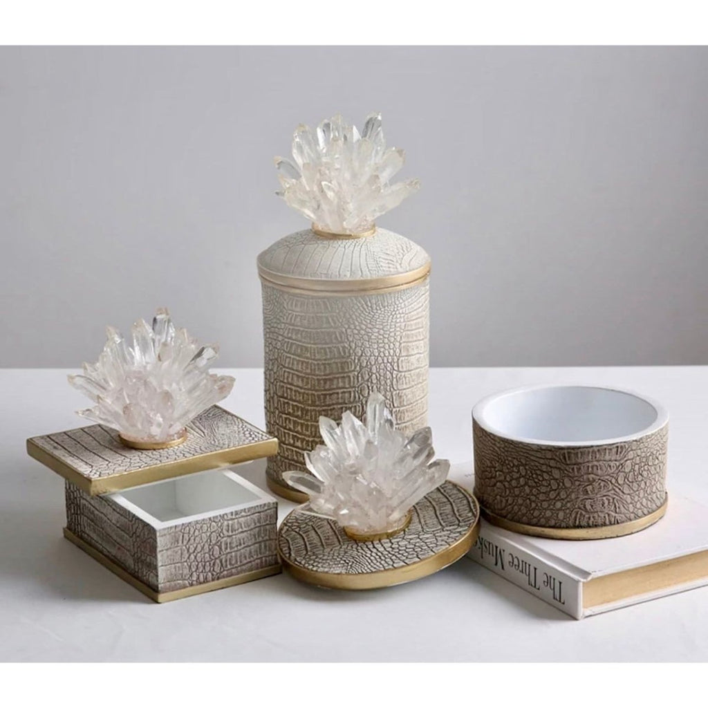 Decorative Crystal Flower Boxes with High Quality Leather Resin Cases ...