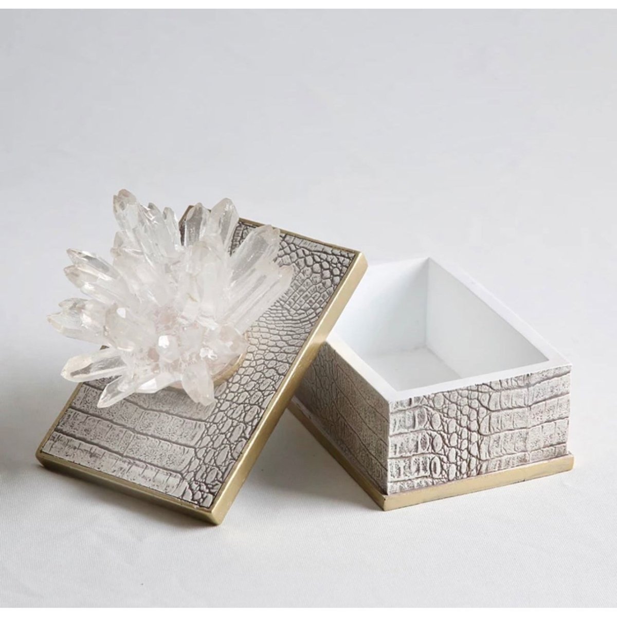 Decorative Crystal Flower Boxes with High Quality Leather Resin Cases ...