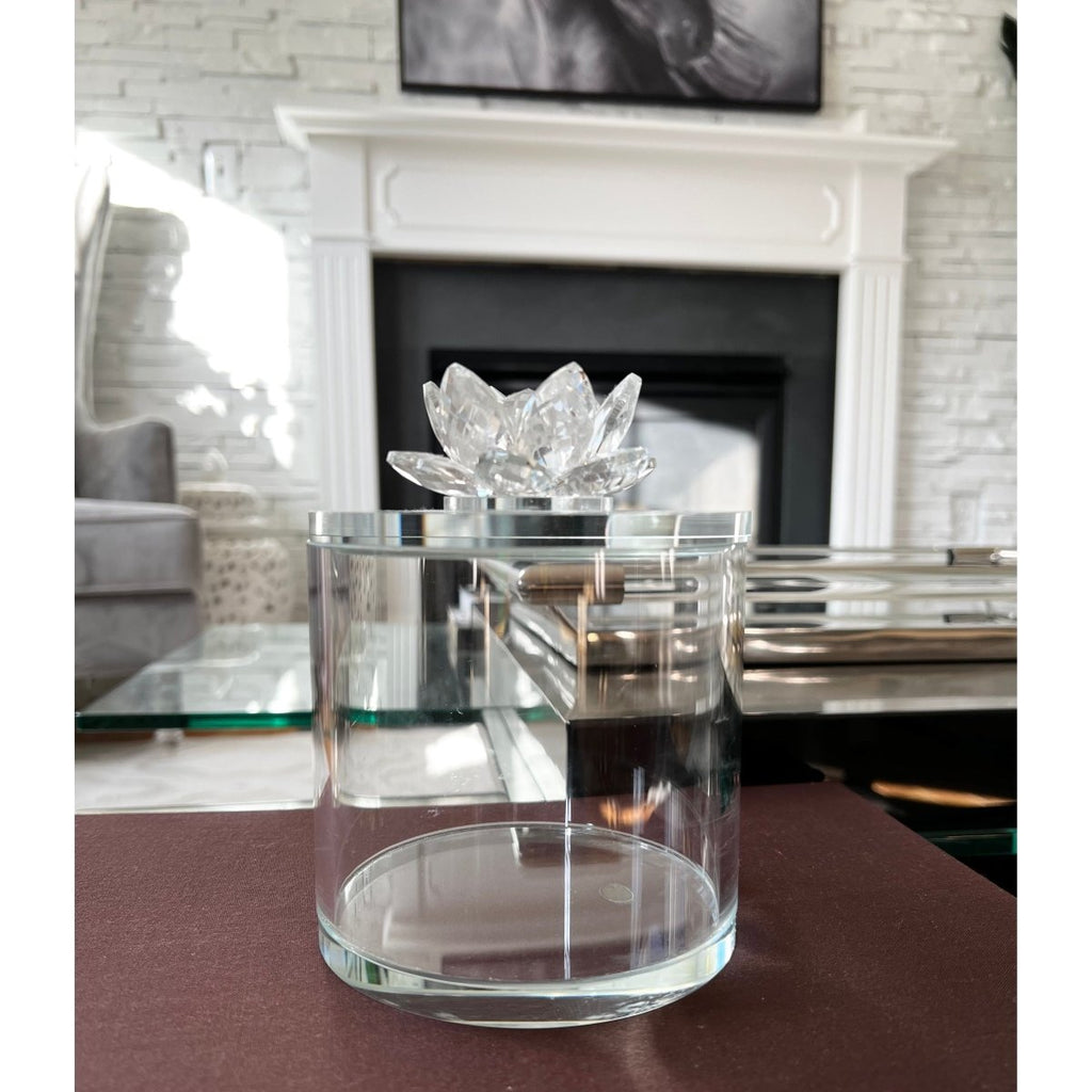 Decorative Crystal glass Jar With lotus Design – DesignedBy The Boss
