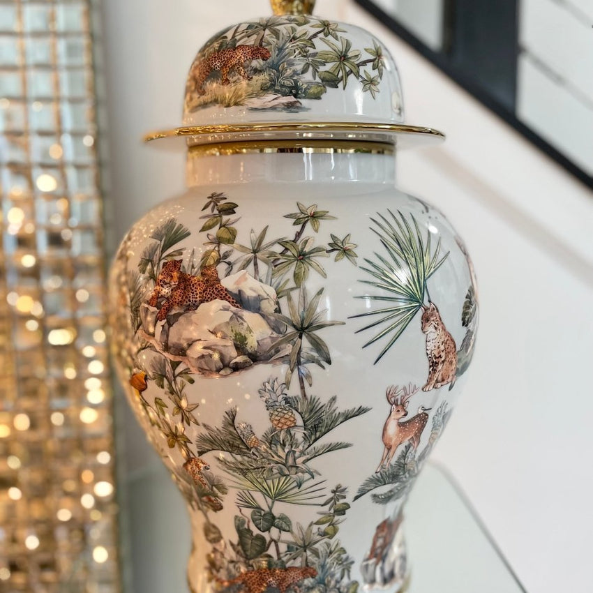 Decorative Ginger Jar Hand Painted Jungle Scene – DesignedBy The Boss