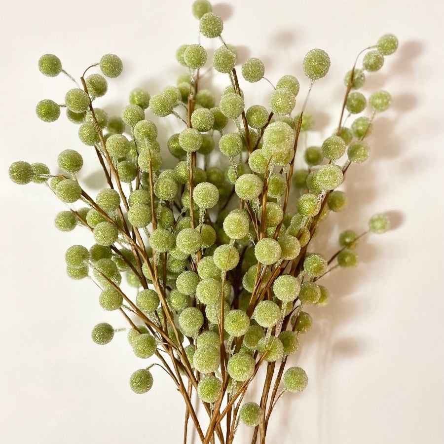 Frosted Shimmer Green Berry Stems Christmas Picks – DesignedBy The Boss