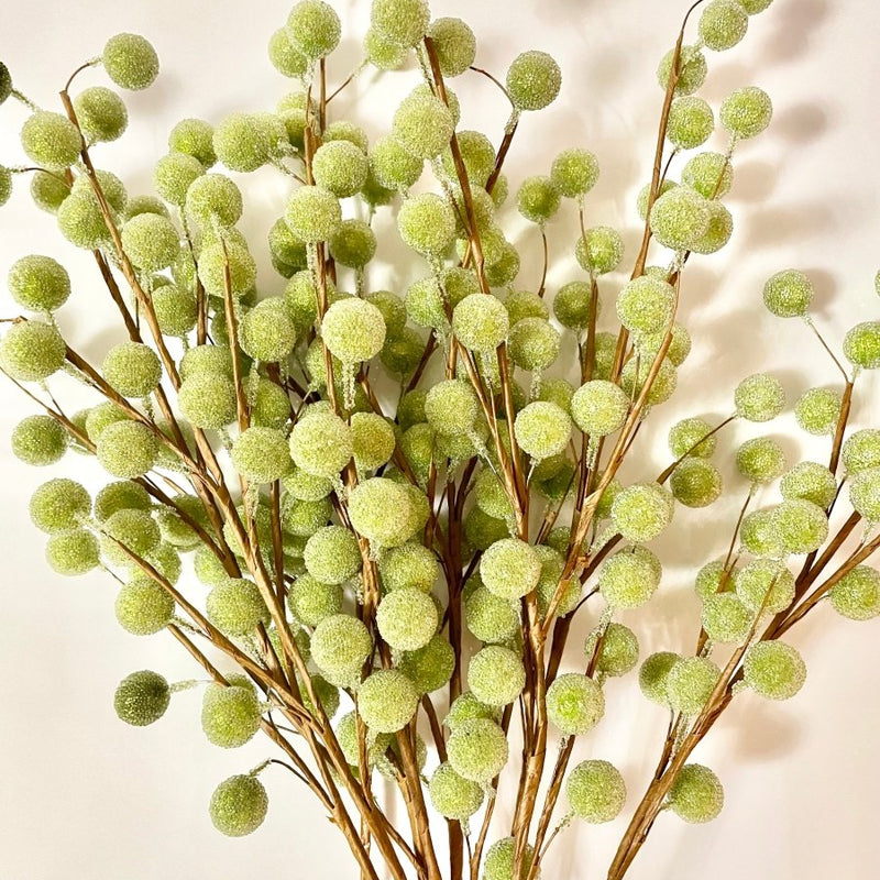 Frosted Shimmer Green Berry Stems Christmas Picks – DesignedBy The Boss