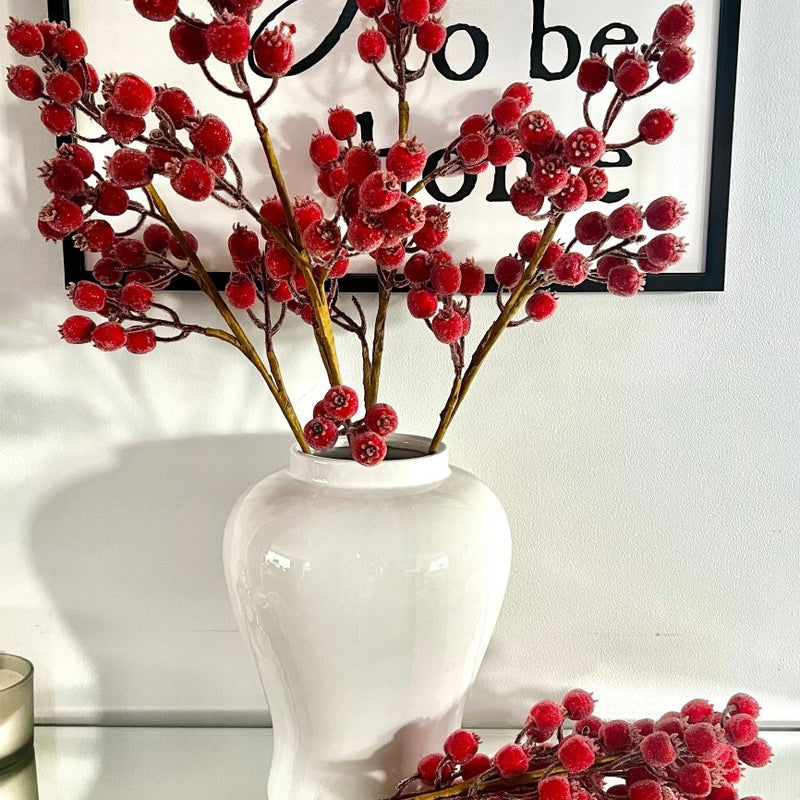 Gilded Frosted Red Berry Stems – DesignedBy The Boss