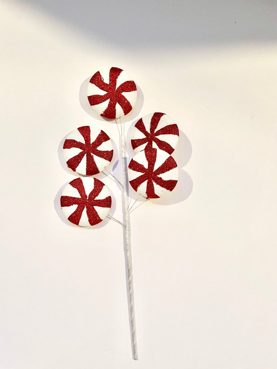 Glitter Red and White Peppermint Lollipop Christmas Pick – DesignedBy ...