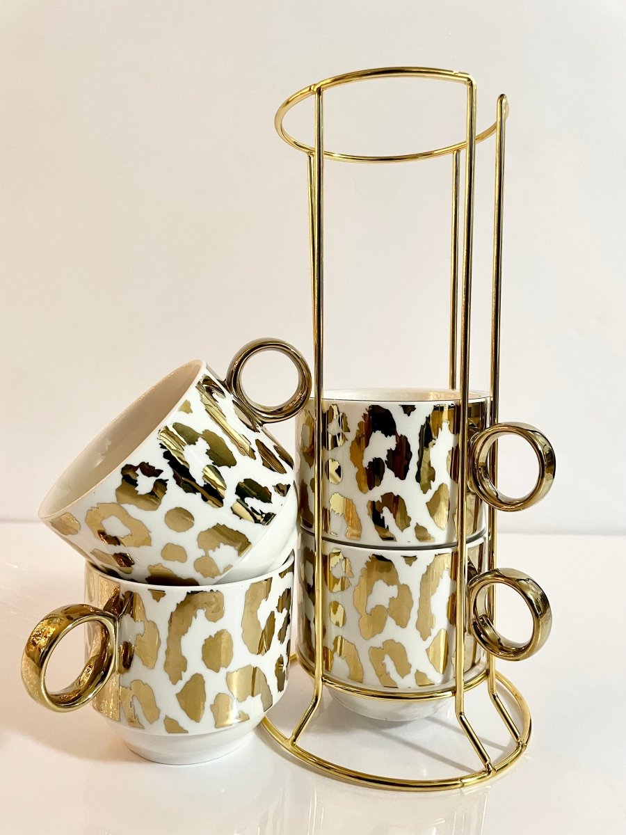 Gold Leopard Print Coffee Mugs (Set of 4 Mugs) – DesignedBy The Boss