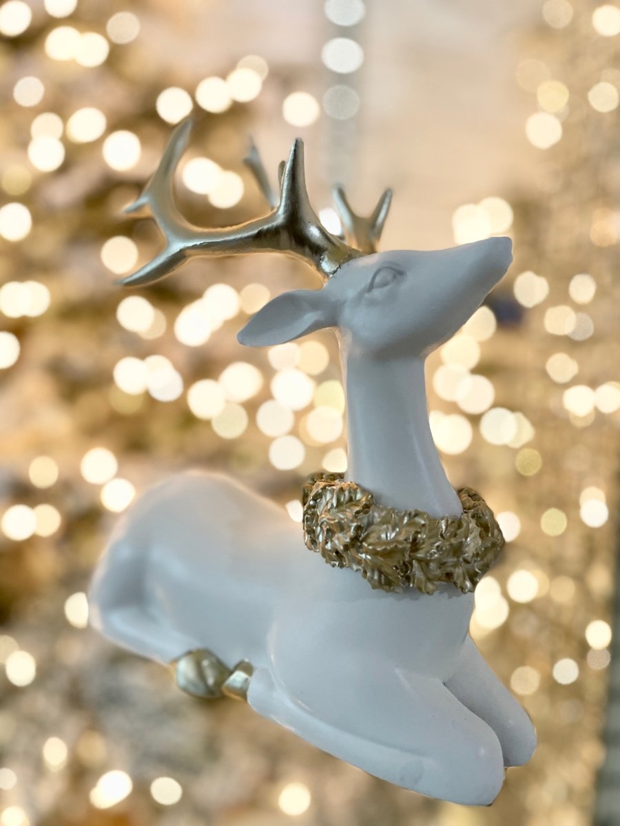 Ivory Elegant Deer Table Sculpture - Holliday Decor – DesignedBy The Boss