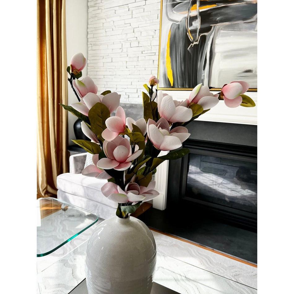 Large Faux Artificial Real Touch Magnolia Stem with 4 Flower Heads ...