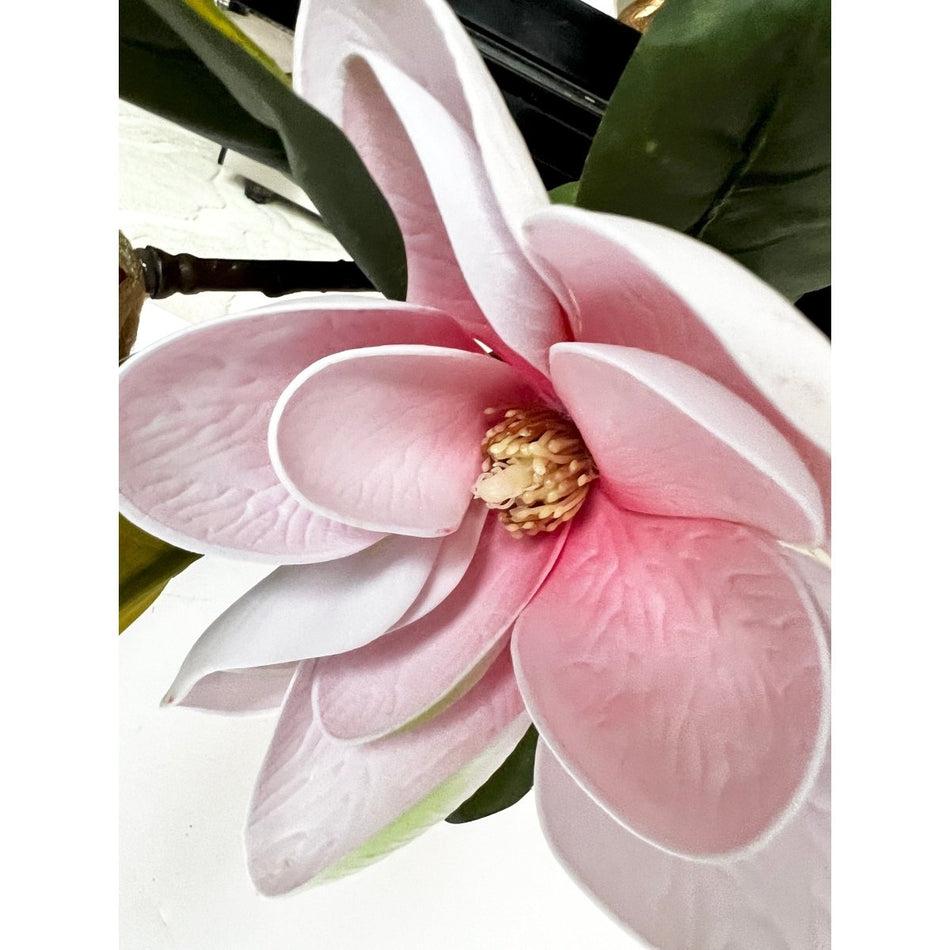 Large Faux Artificial Real Touch Magnolia Stem with 4 Flower Heads ...