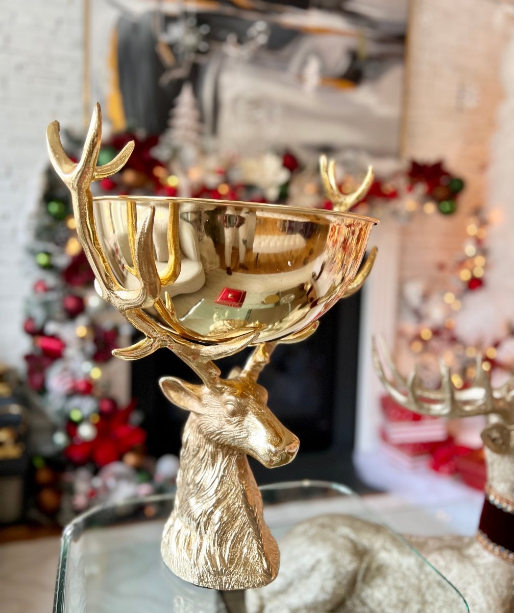 Large Stag Head Wine & Champagne Bowl, Gold - Punch Bowl – DesignedBy ...