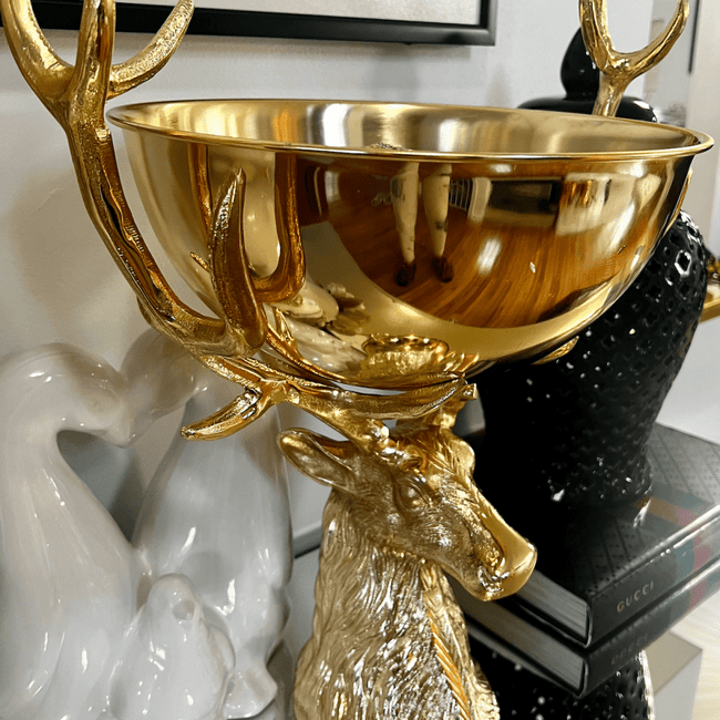 Large Stag Head Wine & Champagne Bowl, Gold - Punch Bowl – DesignedBy ...
