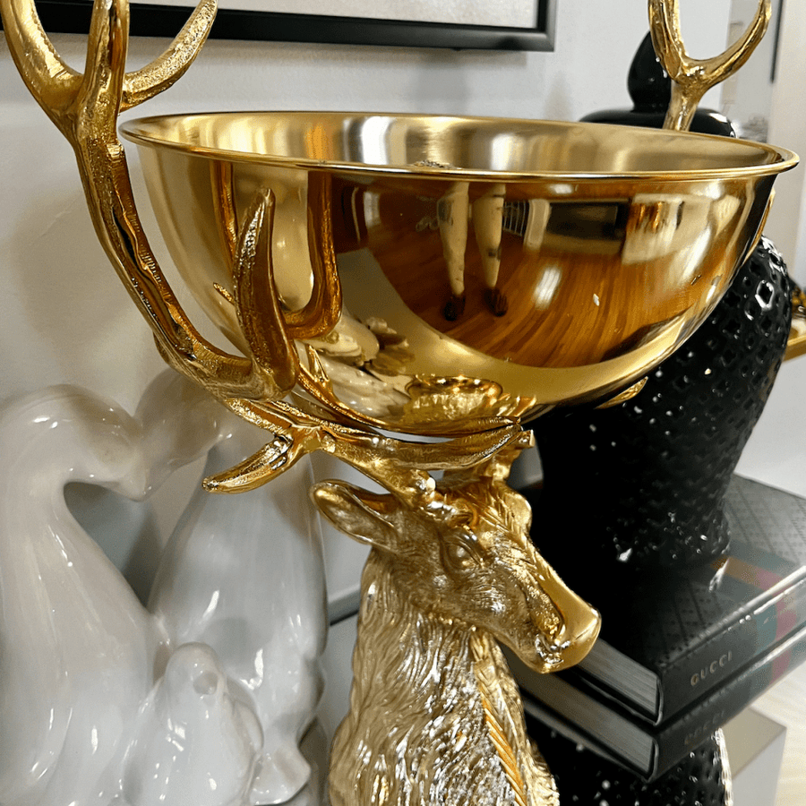 Large Stag Head Wine & Champagne Bowl, Gold - Punch Bowl – DesignedBy ...