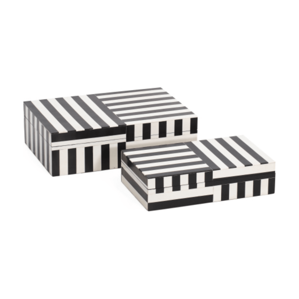 Resin 2-Piece Set Striped Boxes Black/White Decorative Boxes ...