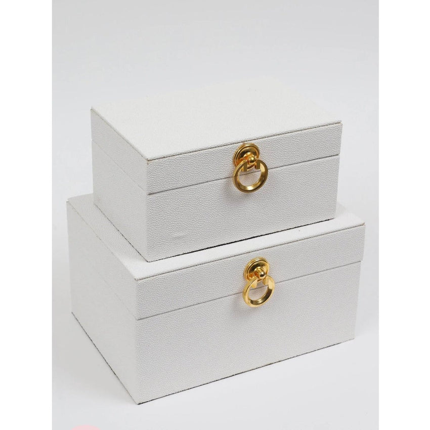 Set of 2 Faux Leather Boxes/ With Gold Accent – DesignedBy The Boss