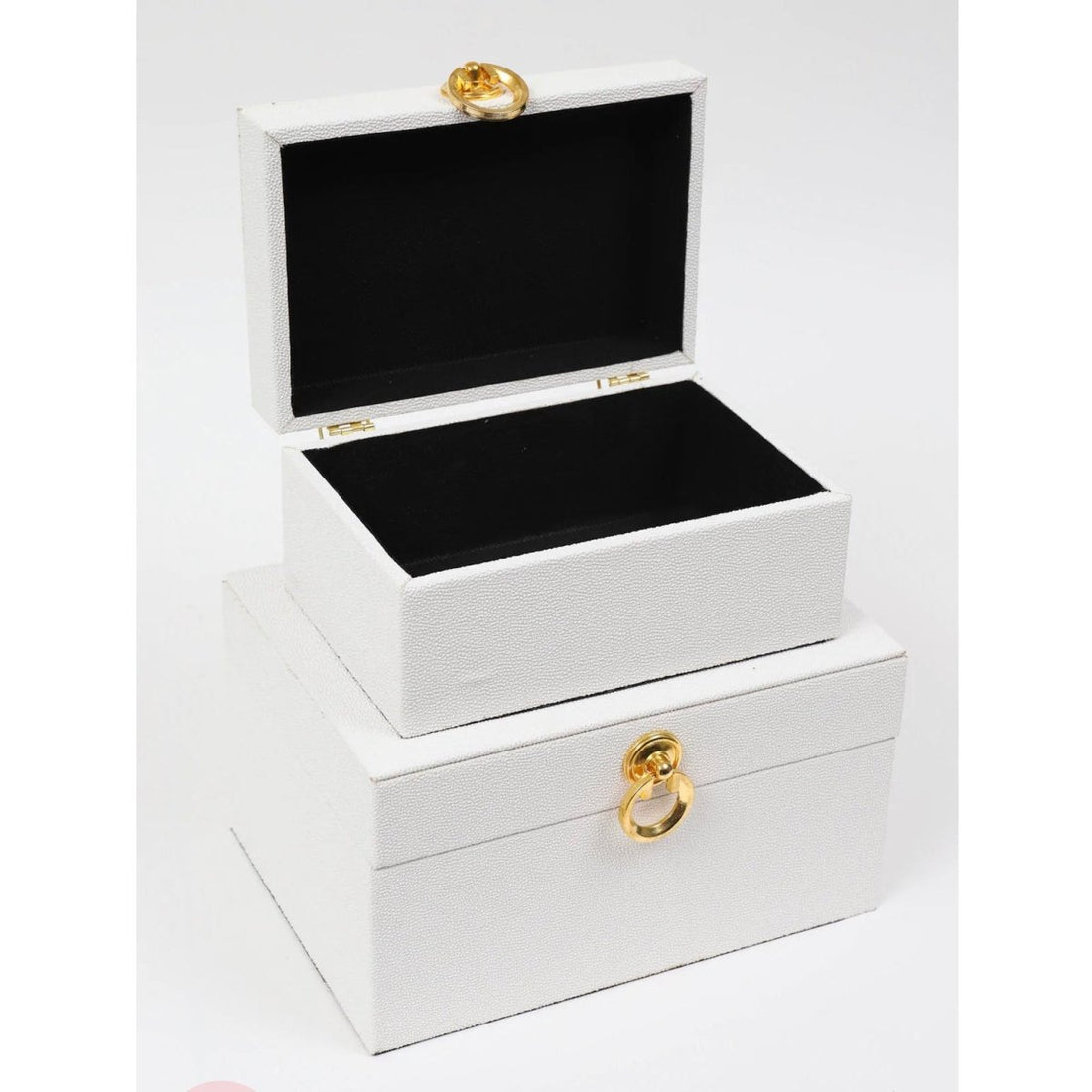Set of 2 Faux Leather Boxes/ With Gold Accent – DesignedBy The Boss