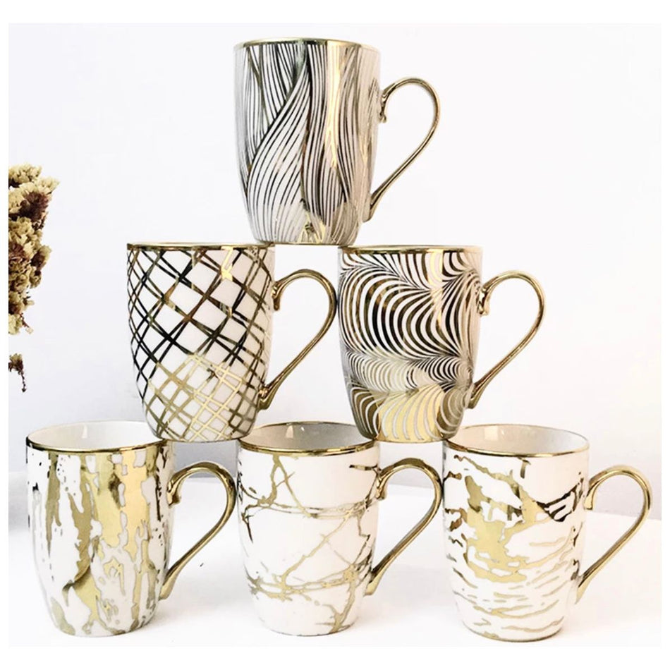Set of 6 Gold Plated Mugs,16 oz. (5" x 3.25" x 4.5'') Multicolored ...