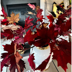 Red Velvet Maple Leaf Fall Branch - Pick Can Be Added to Autumn Flower ...