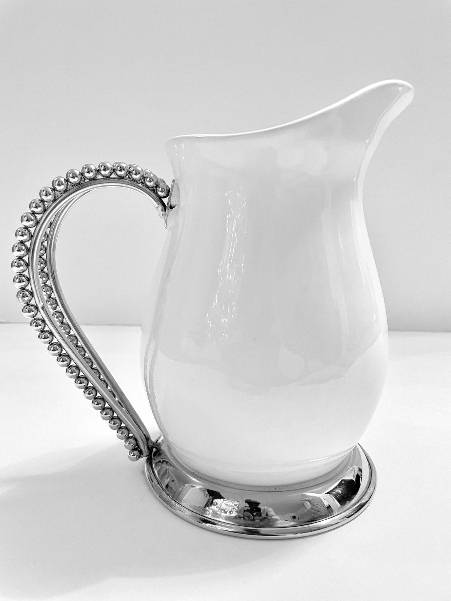 White Ceramic Beaded Handle Pitcher – DesignedBy The Boss