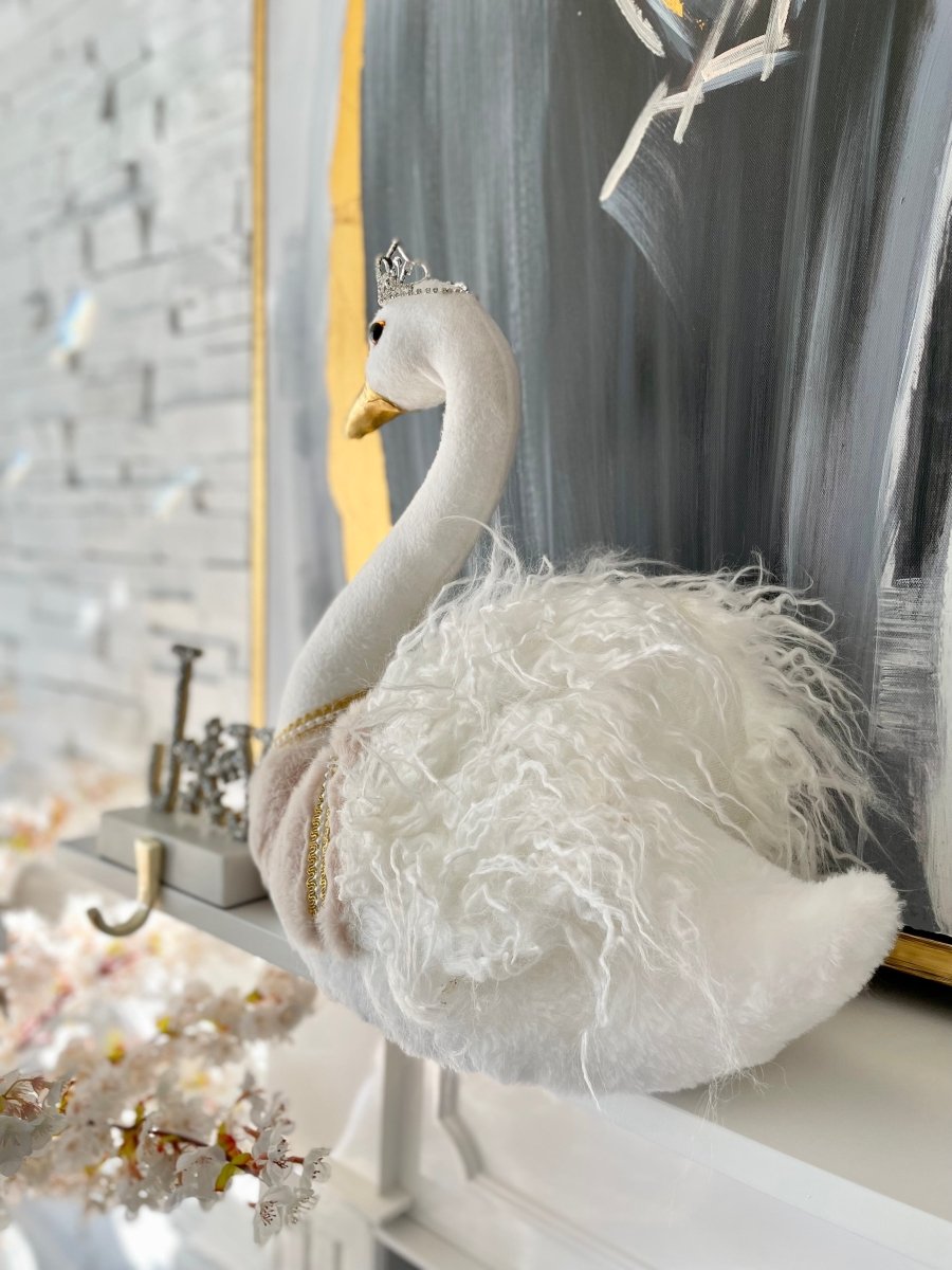 White Elegant Furry Swan With Tiara – DesignedBy The Boss