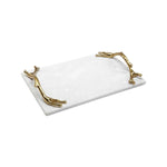 White Marble Serving Tray with Gold Metal Handles – DesignedBy The Boss