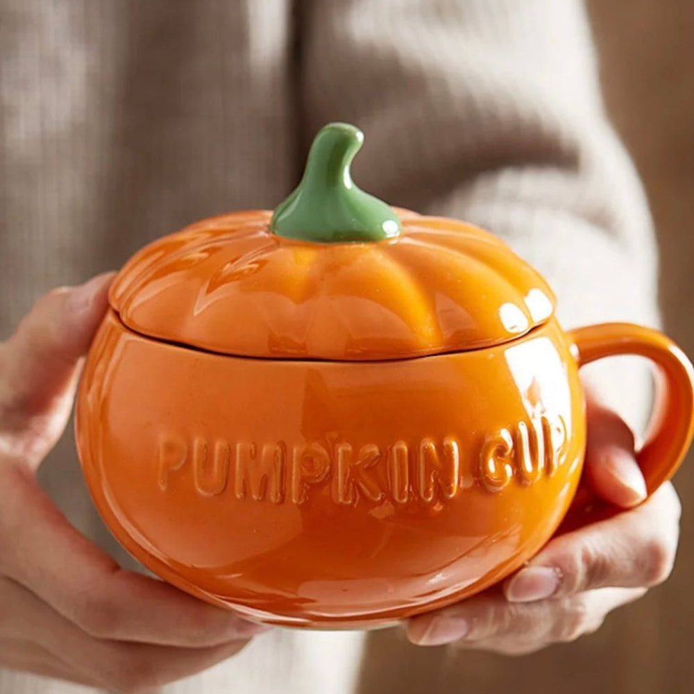 X-Large Ceramic Pumpkin Cup With Spoon – DesignedBy The Boss